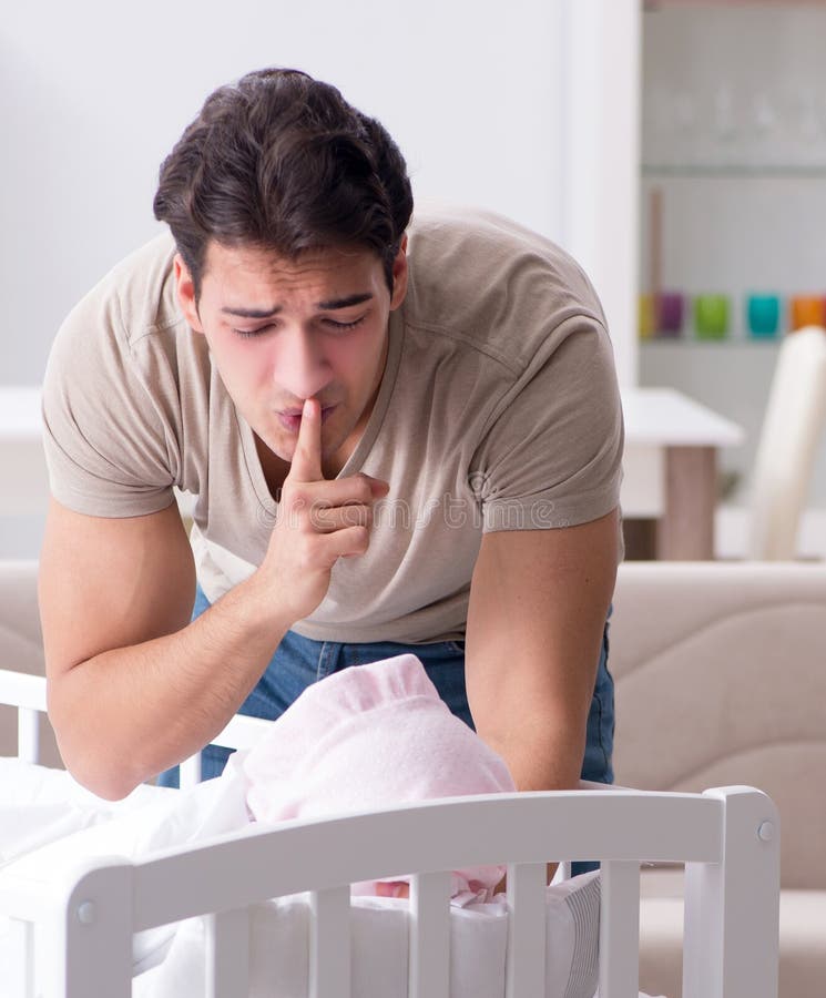 Young Father Dad Frustrated at Crying Baby Stock Image - Image of noise ...