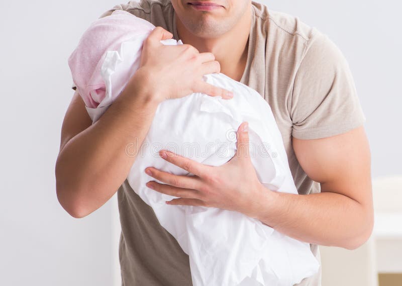 Young Father Dad Frustrated at Crying Baby Stock Photo - Image of loud ...