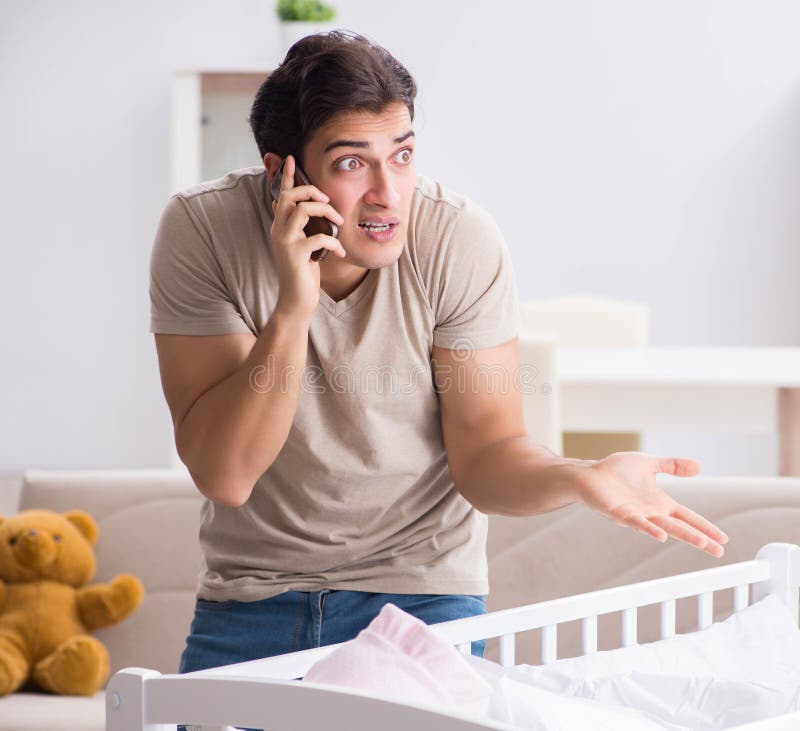 Young Father Dad Frustrated at Crying Baby Stock Image - Image of gassy ...
