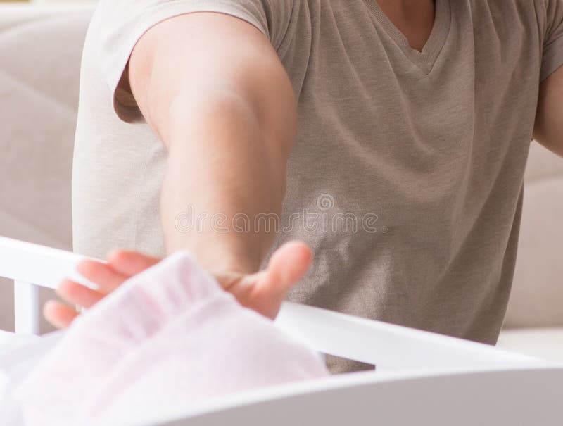 Young Father Dad Frustrated at Crying Baby Stock Image - Image of born ...