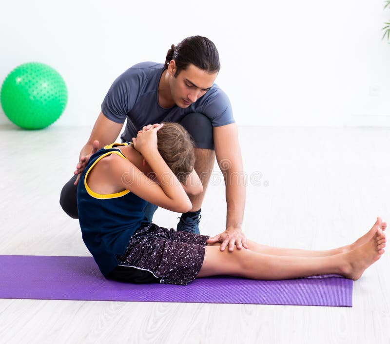 Young Father and His Son Doing Exercises Stock Photo - Image of ...