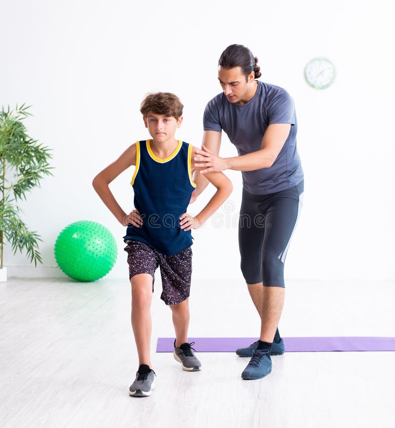 Young Father and His Son Doing Exercises Stock Photo - Image of active ...