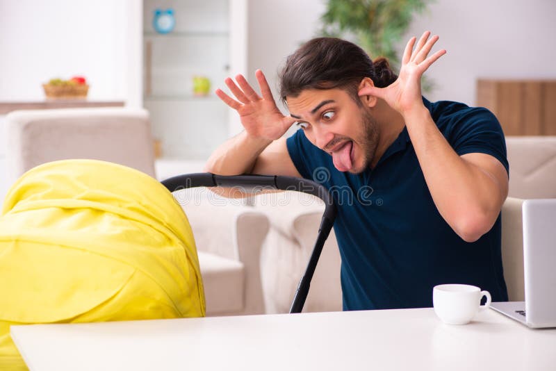 Young Father Looking after Newborn Stock Photo - Image of lockdown ...