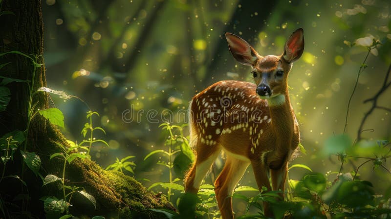 The Fawn in the Forest. AI Generated Stock Image - Image of trees, calm ...