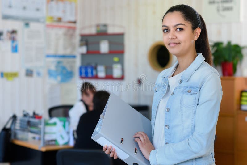 Young Female Apprentice in Office Stock Image - Image of entrepreneur ...