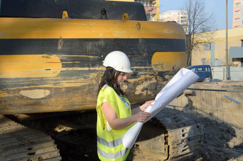 Young Female Architect at the Construction Site of the Construct Stock ...