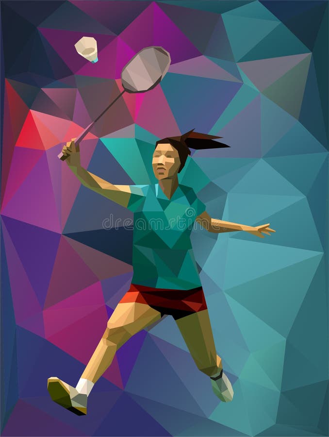 Young Badminton Player during Smash Stock Vector - Illustration of ...