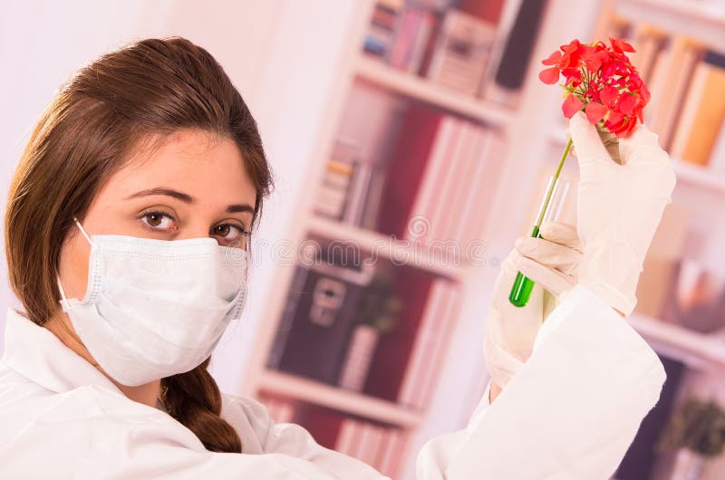 Female Biologist in Lab with Plants Stock Image - Image of greenhouse ...