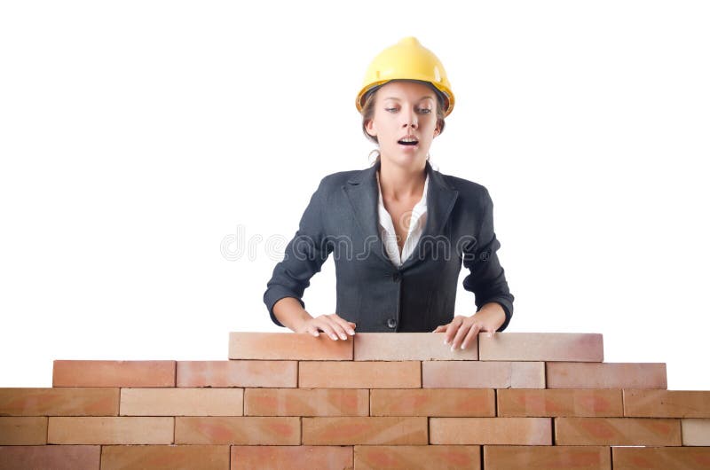 Young female builder stock photo. Image of brick, construction - 39886580