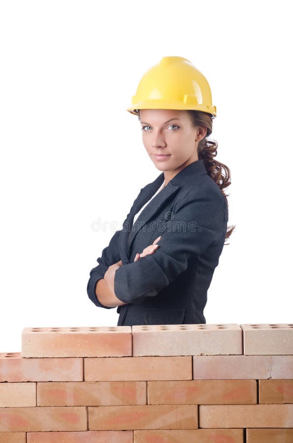 Young female builder stock image. Image of cement, corporate - 40678377