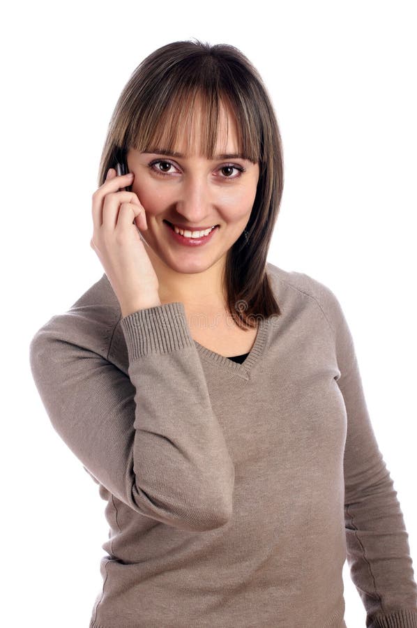 Young Female Call by Cell Phone Stock Photo - Image of looking ...