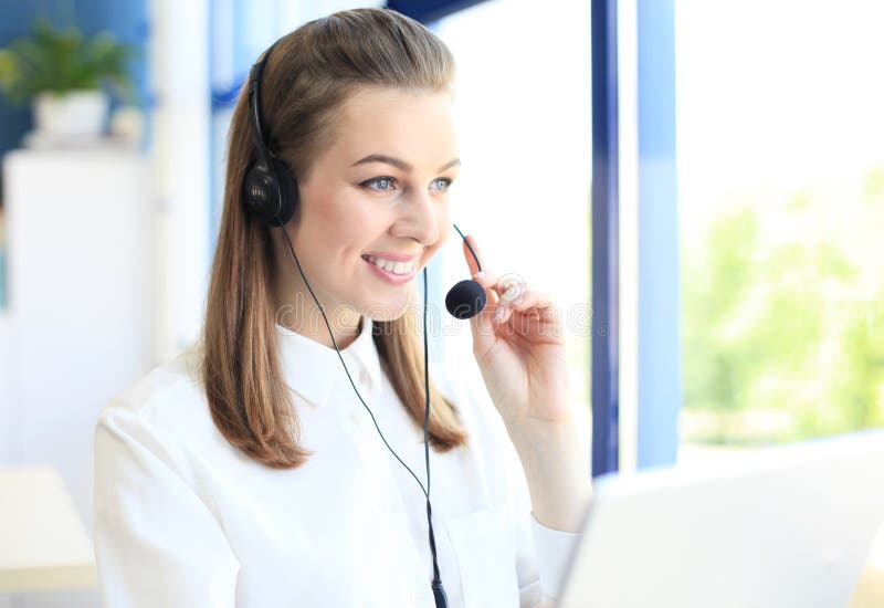 Young Female Call Center Operator Stock Image - Image of adult, headset ...