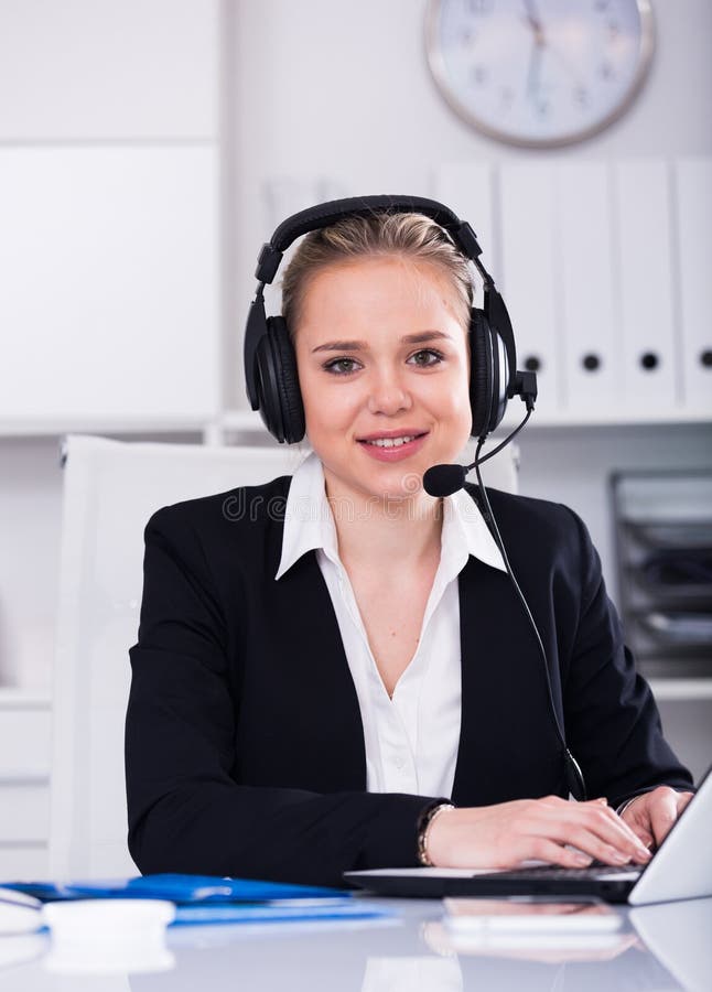 Female Call Center Operator Working Stock Photo - Image of activity ...