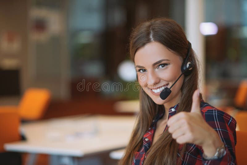 Young Female in Call Center Team Stock Image - Image of female ...