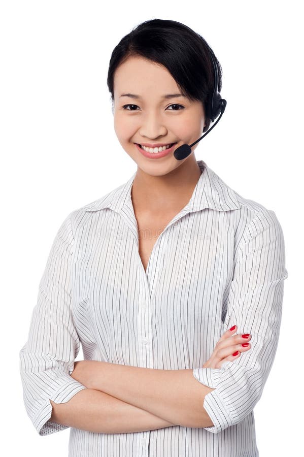 Young Female Call Centre Executive Stock Image - Image of looking ...