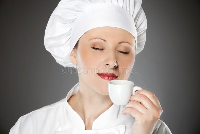 Young female chef thinking stock image. Image of people - 23995251