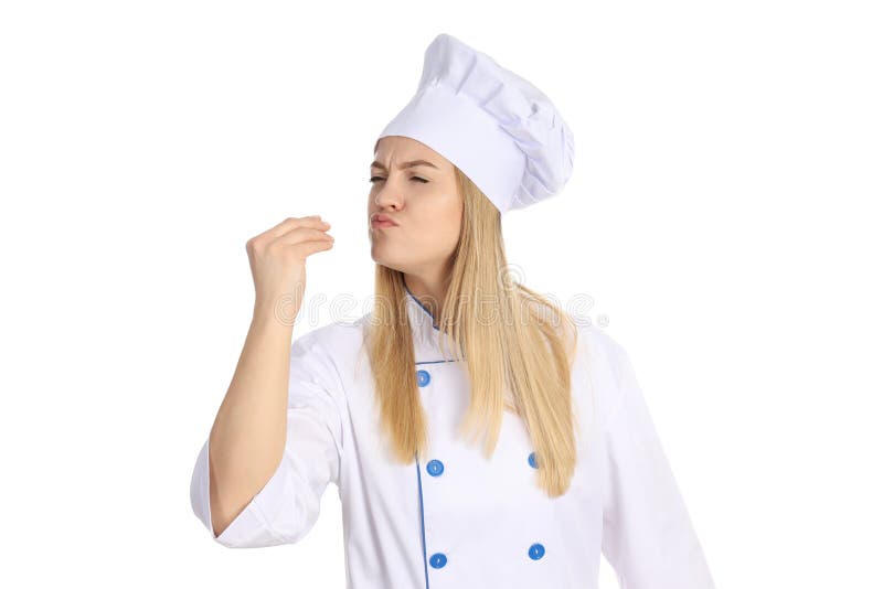 Young Female Chef Isolated on White Background Stock Photo - Image of ...