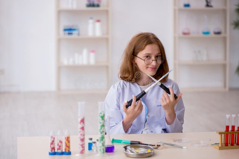 Young Female Chemist Working at the Lab Stock Photo - Image of ...