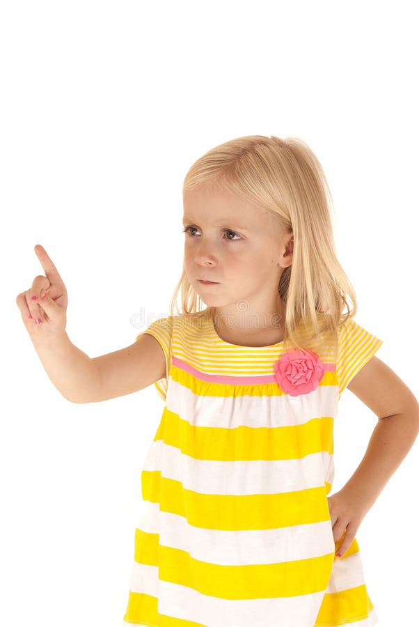 Young Female Child Pointing Her Finger Stock Image - Image of hair ...
