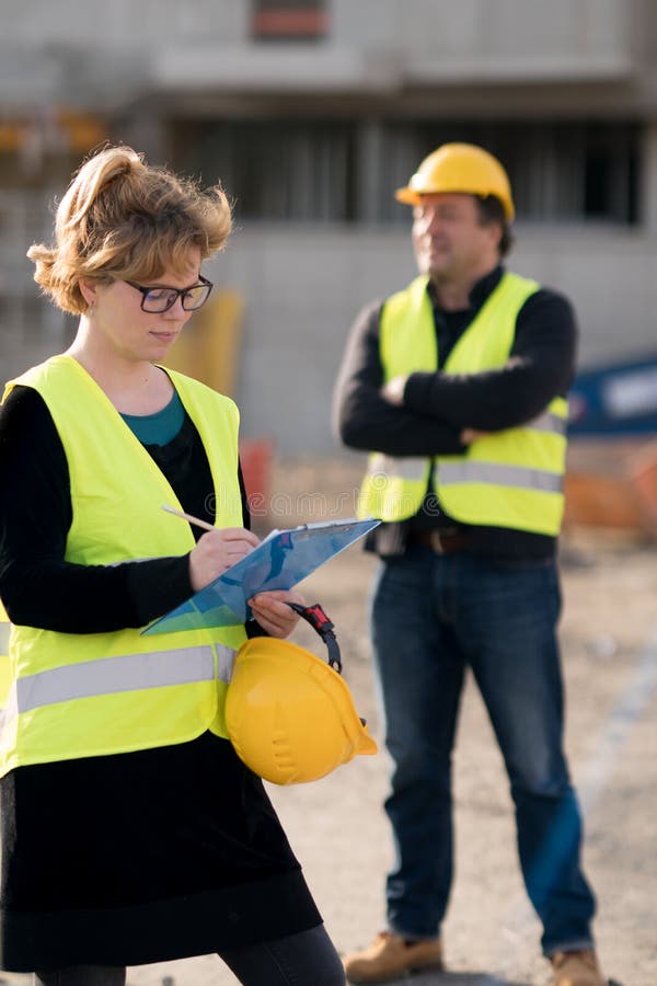 Female Civil Engineer at Work on Construction Site Stock Photo - Image ...