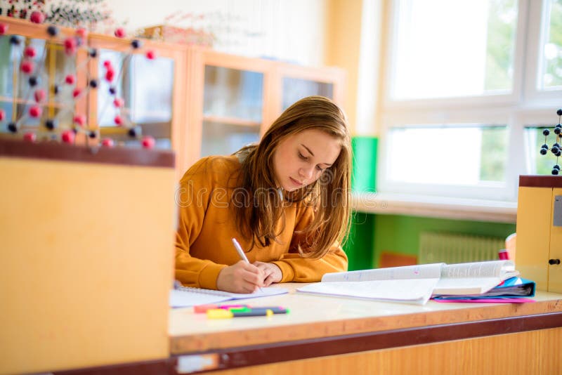 Teenager Girl in Math Class Overwhelmed by the Math Formula. Pressure ...