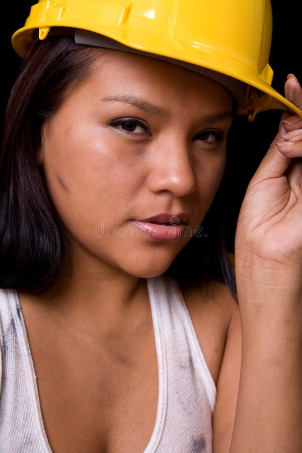 Young Female Construction Worker Stock Image - Image of blue, american ...