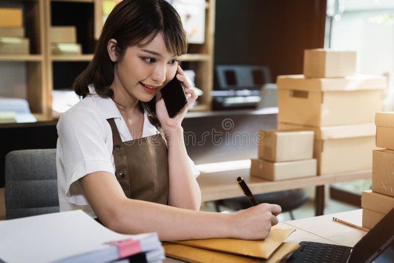 Young Female Contacted a Customer Asking for a Shipping Address Stock ...