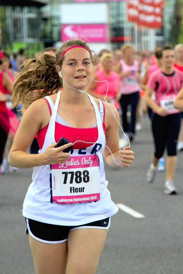 Young Female Contender Running Editorial Stock Image - Image of body ...