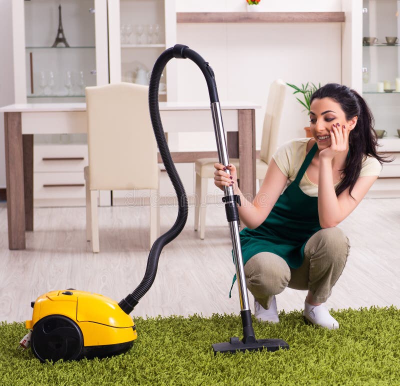 Young Female Contractor Doing Housework Stock Image - Image of cleanup ...