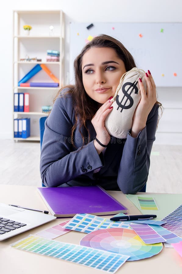 Young Female Designer Working in the Office Stock Image - Image of ...