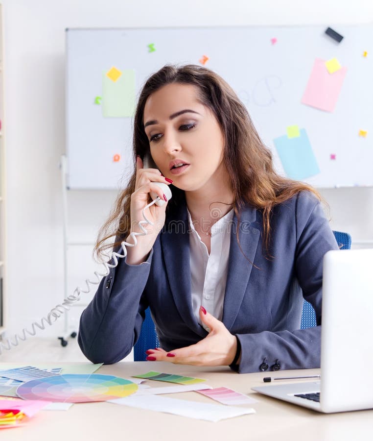 Young Female Designer Working in the Office Stock Photo - Image of ...