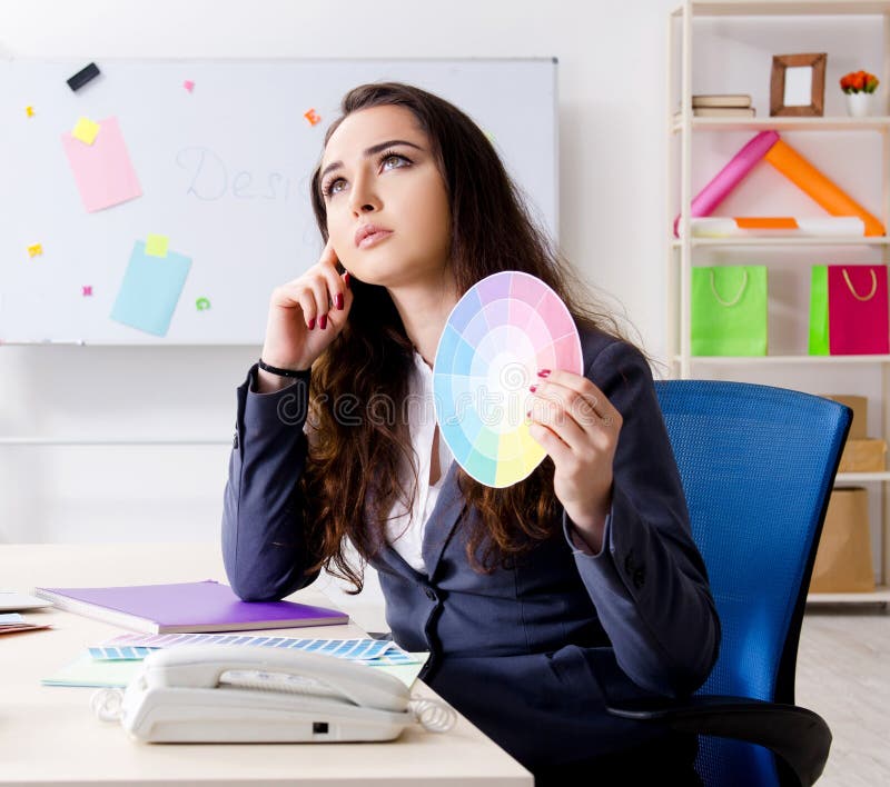 Young Female Designer Working in the Office Stock Photo - Image of busy ...