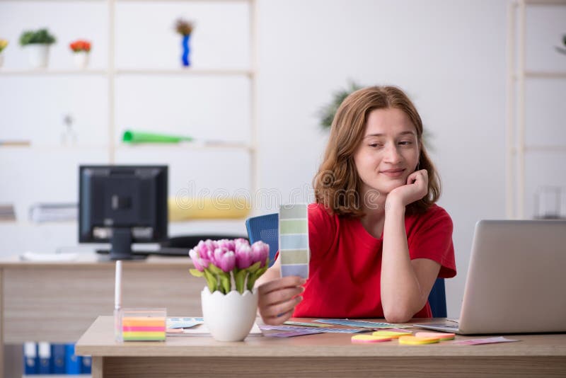 Young Female Designer Working in the Office Stock Photo - Image of ...