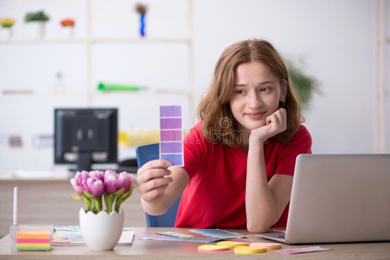 Young Female Designer Working in the Office Stock Photo - Image of ...