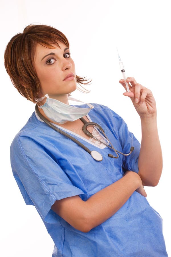 Young Female Doctor Holding Filled Syringe Stock Photo - Image of drugs ...