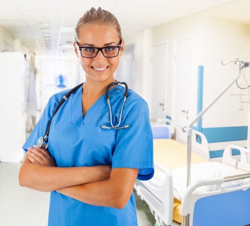 Young female doctor in ICU stock image. Image of doctor - 156238045
