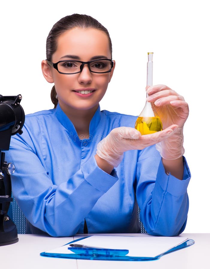 Young Female Doctor in Lab Isolated on White Stock Image - Image of ...