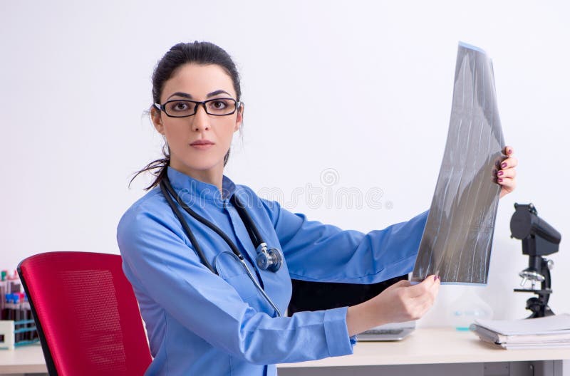 Young Female Doctor Radiologist Working in the Clinic Stock Photo ...