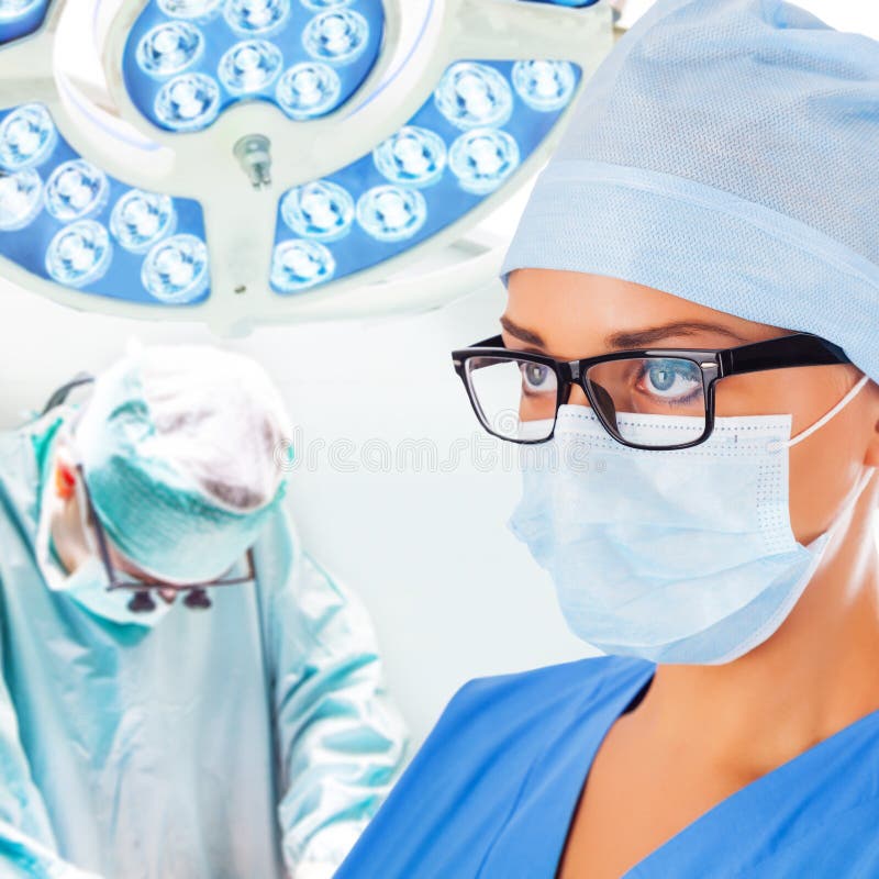 Close-up Of A Female Surgeon With His Team Stock Image - Image of ...