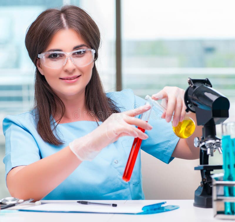 Young Female Doctor Working in the Lab Stock Photo - Image of chemist ...