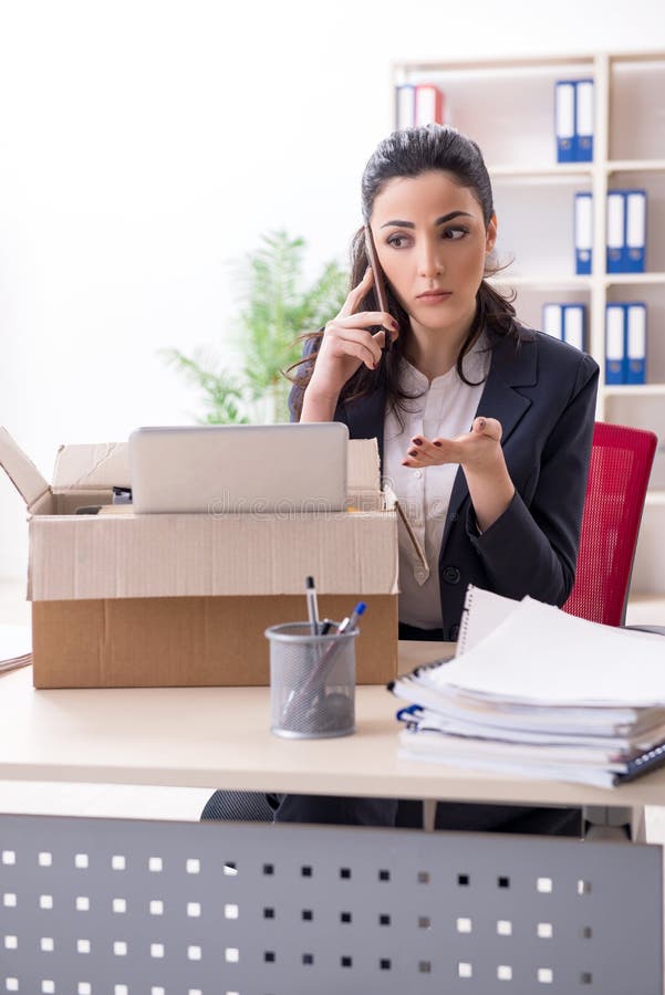 The Young Female Employee Being Fired from Her Work Stock Photo - Image ...