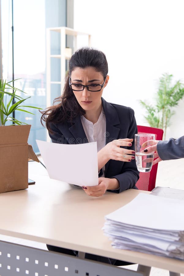 The Young Female Employee Being Fired from Her Work Stock Photo - Image ...