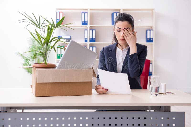 The Young Female Employee Being Fired from Her Work Stock Photo - Image ...
