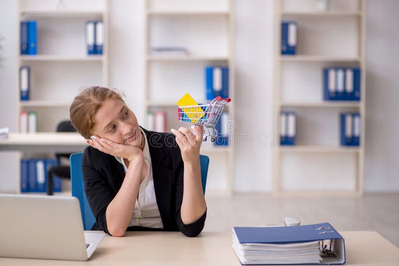 Young Female Employee in E-commerce Concept Stock Image - Image of ...
