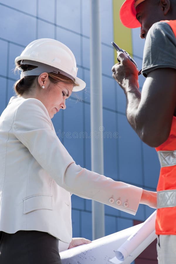 Young Female Engineer on Construction Site Stock Photo - Image of ...