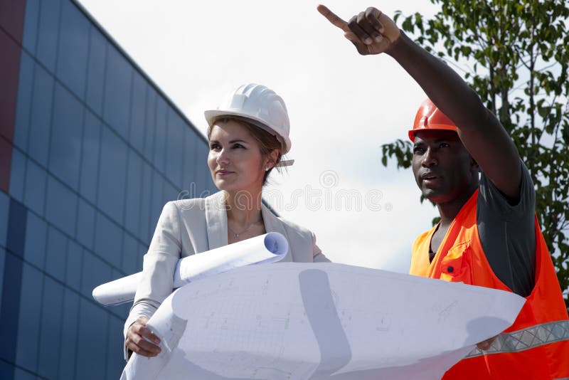 Young Female Engineer on Construction Site Stock Image - Image of ...