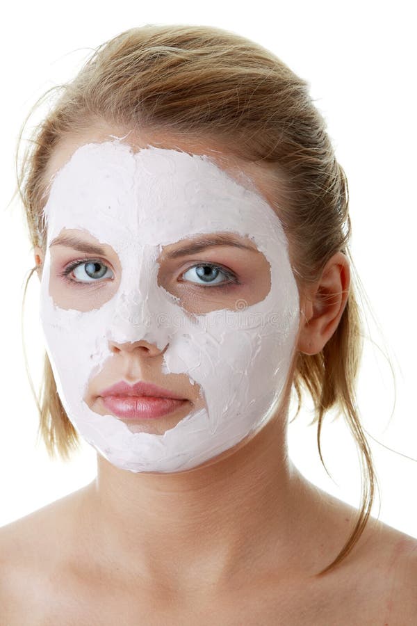 Young Female Face with Clay Mask Stock Photo - Image of relax, eyes ...