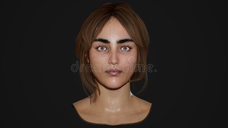 Young Female Face 3d Render, 3d Model Stock Photo - Image of game, head ...