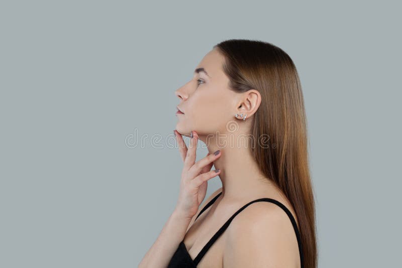 Beautiful Female Face Young Female Profile Healthy Model With Clear