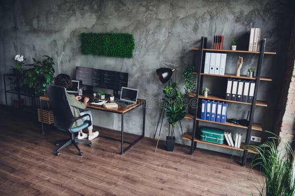 Young Female Freelancer Working in Home Office Environment with Modern ...